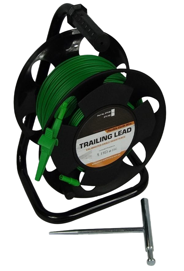 Lead, earth trailing, 50m on reel w/spike