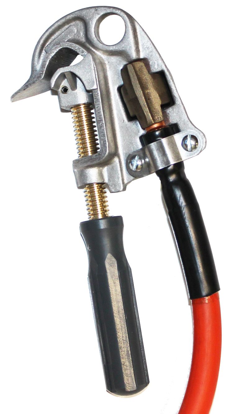 Clamp, earthing, screw type, 3mm-32mm, serrated jaw, bolted, handle ...