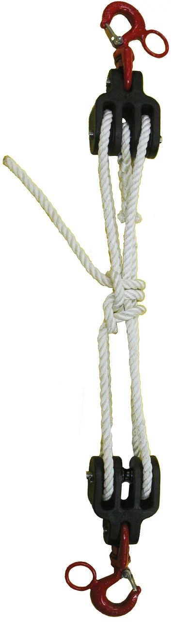 Hand Line Block, Insulated 2 x2 Sheave, 900kg WLL, 36.5m of13mm Poly ...